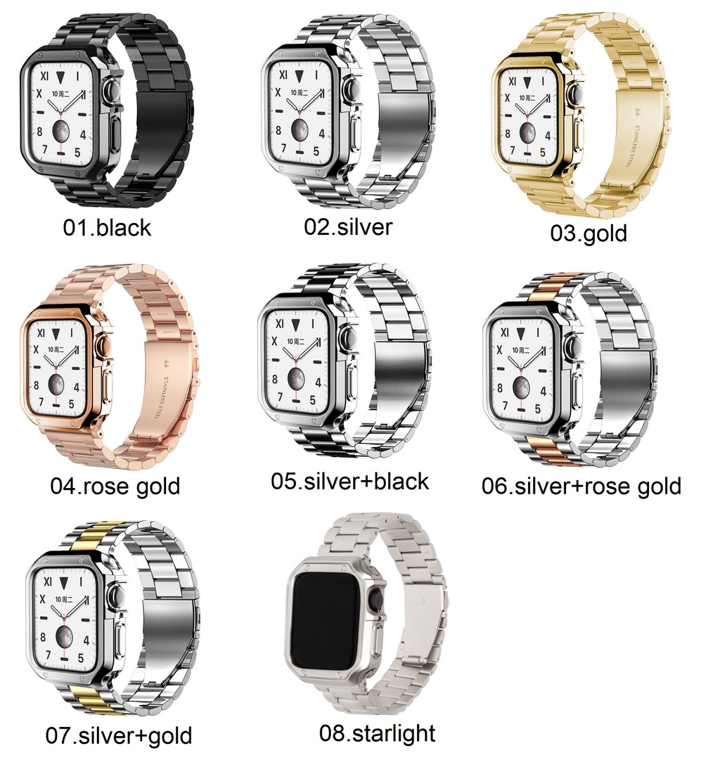 Luxury Strap + Case Compatible For Watch Strap Series 10 9 8 7 6 5 4 3 ...