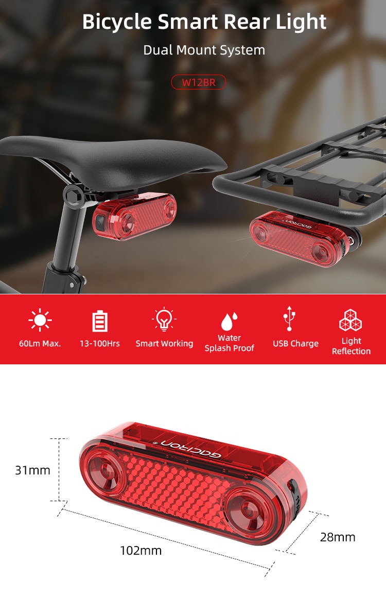 Gaciron bicycle loading rack w12b, smart brake light, universal rear ...
