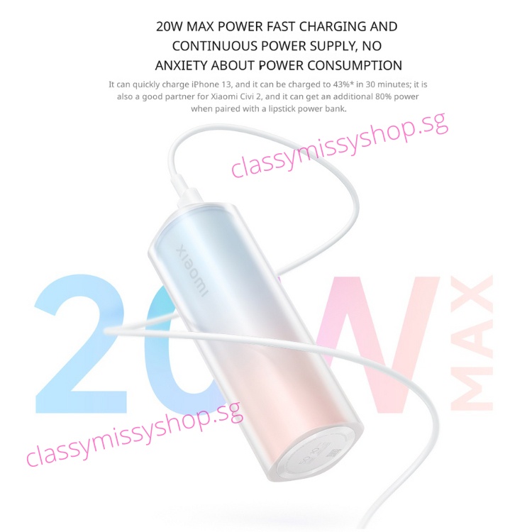 [NEW] XIAOMI Mini Power Bank Lipstick Edition - 5000mAh 20W USB-C Fast ...