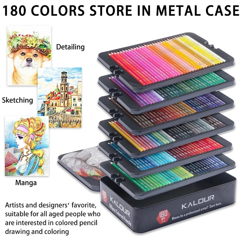 Color Pencil Set 180 Color Painting Coloring Pencil Art Creation Oily ...