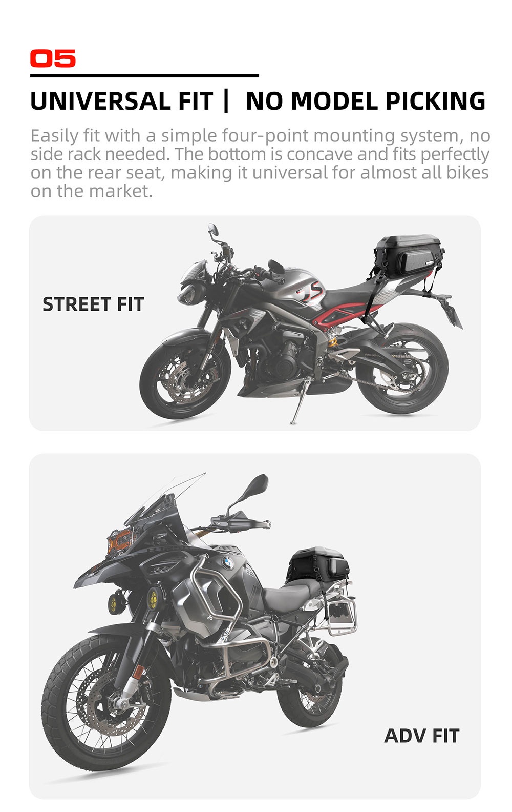 Rhinowalk hard shell Motorcycle Tail Bag 23L-35L Multifunction ...