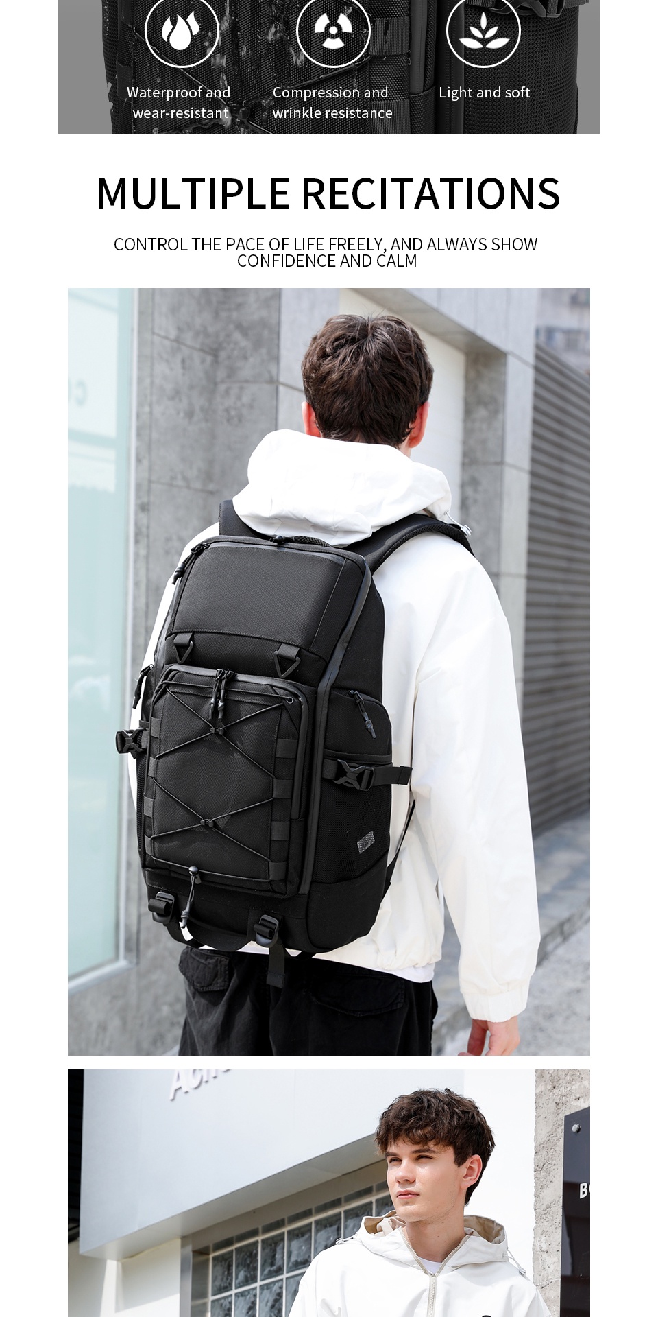 OZUKO Large Capacity Waterproof Ourdoor Travel Men Backpack Hiking ...
