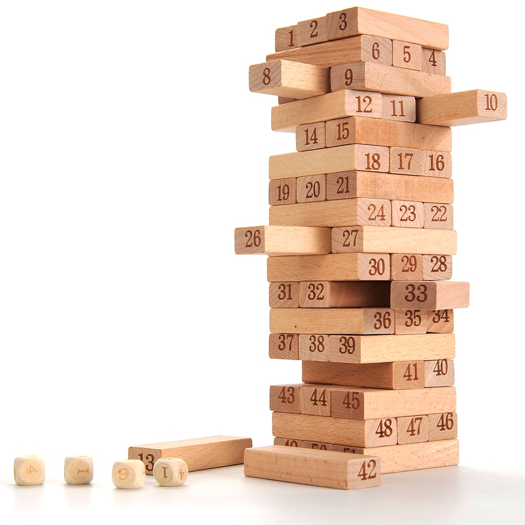 PlayFun Tego Classic Wood Block Stacking Game, 86 Pcs., Truth or Dare ...