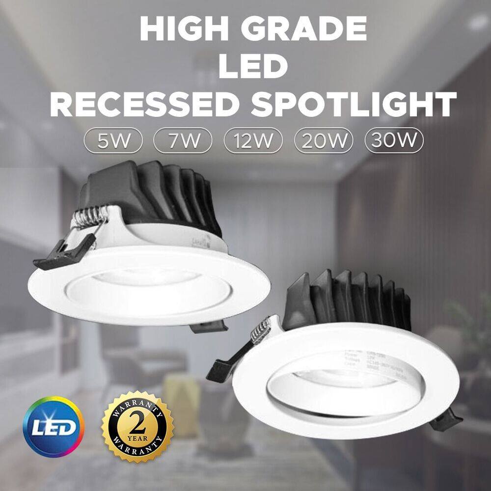 5W/7W/12W/20W/30W RECESSED LED SPOTLIGHT HIGH GRADE LED RECESSED ...