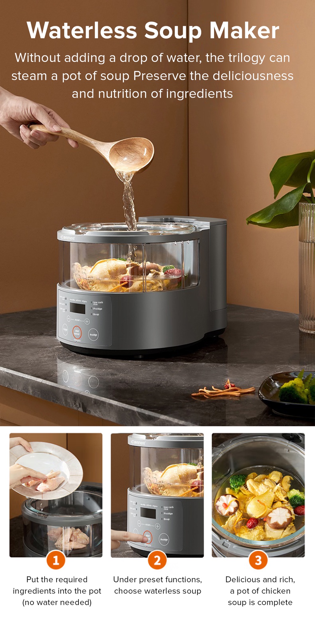 Cornell Steam Multi Cooker, Low Carb Rice Cooker and Waterless Soup ...
