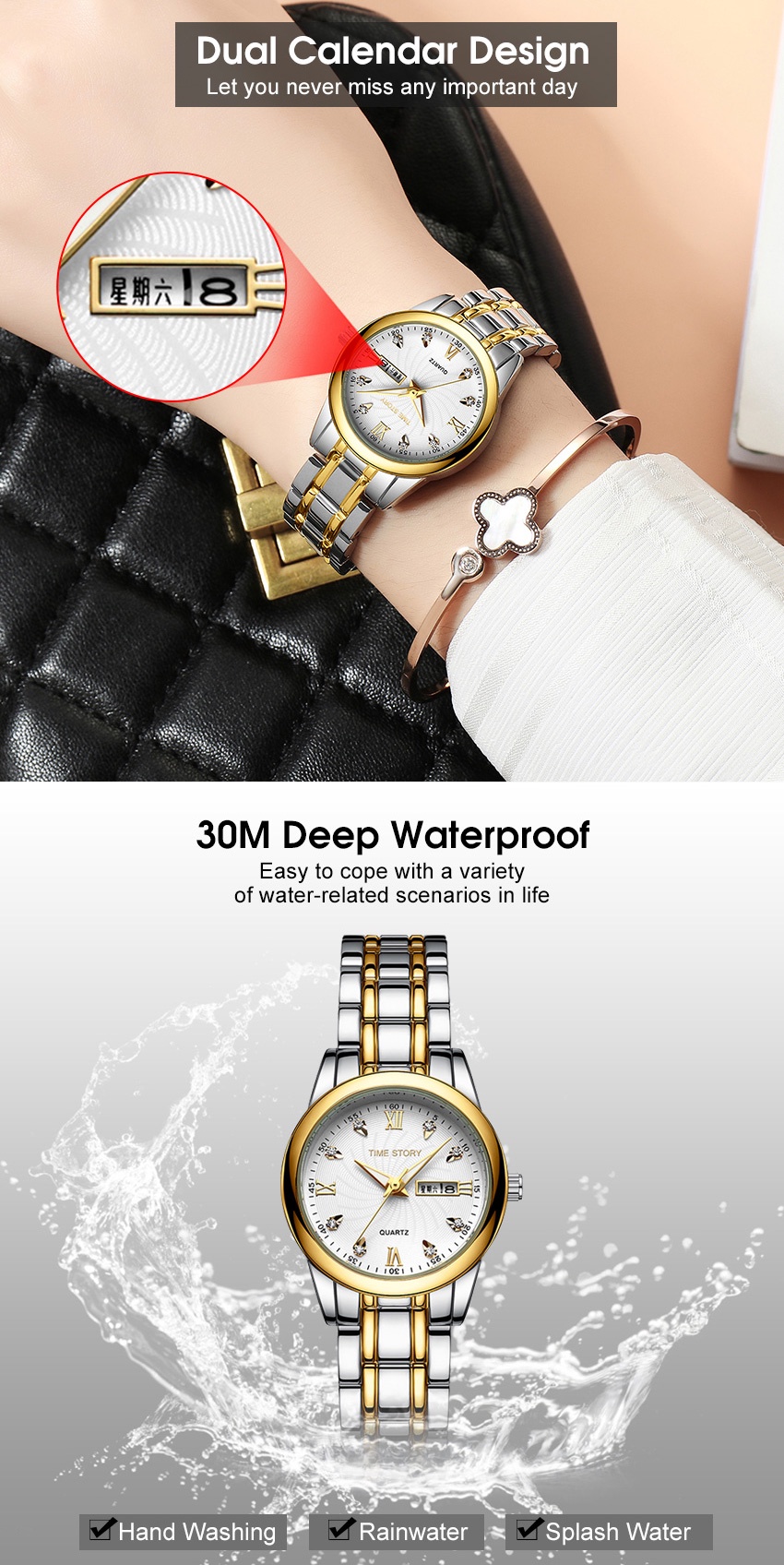 LouisWill Ladies Watch Fashion Quartz Watch Diamond Watches Steel Strap ...