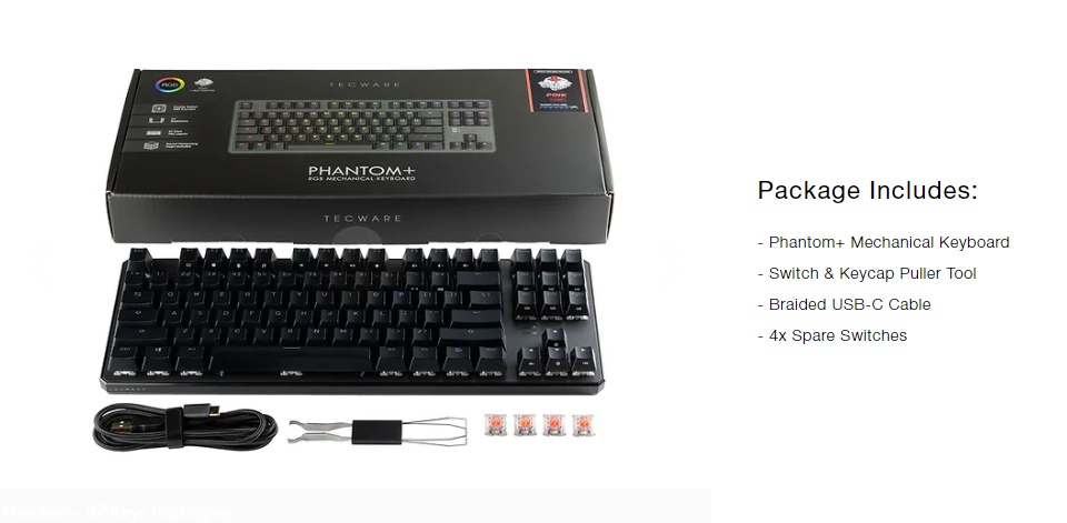 Tecware Phantom + 87/104 Wired/+ Elite 87 Key Wireless, RGB Mechanical ...