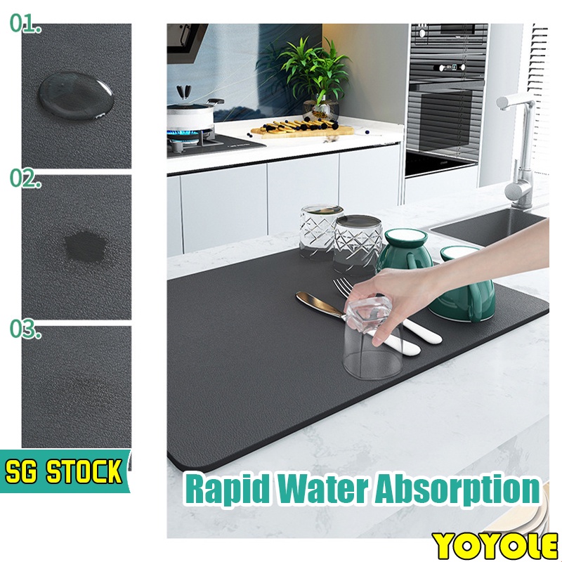 Diatomite Water Absorbent Mat Diatomite Pad Kitchen Sink Dish Mat ...