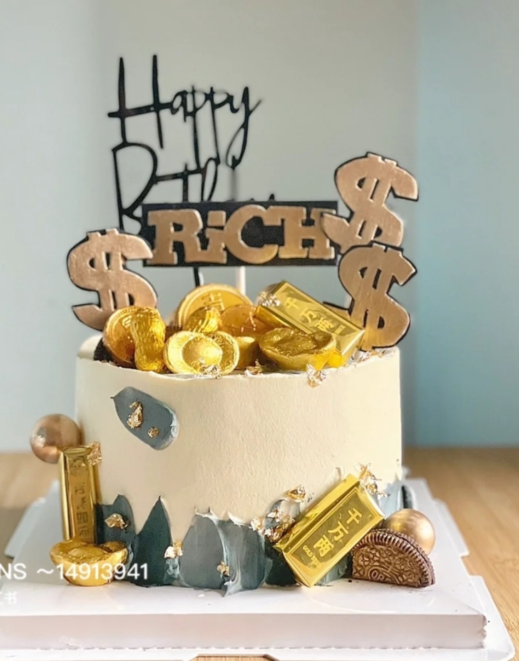 100g Chinese Chocolate Ingot 财神爷 元宝 longevity Money Cake Topper edible ...