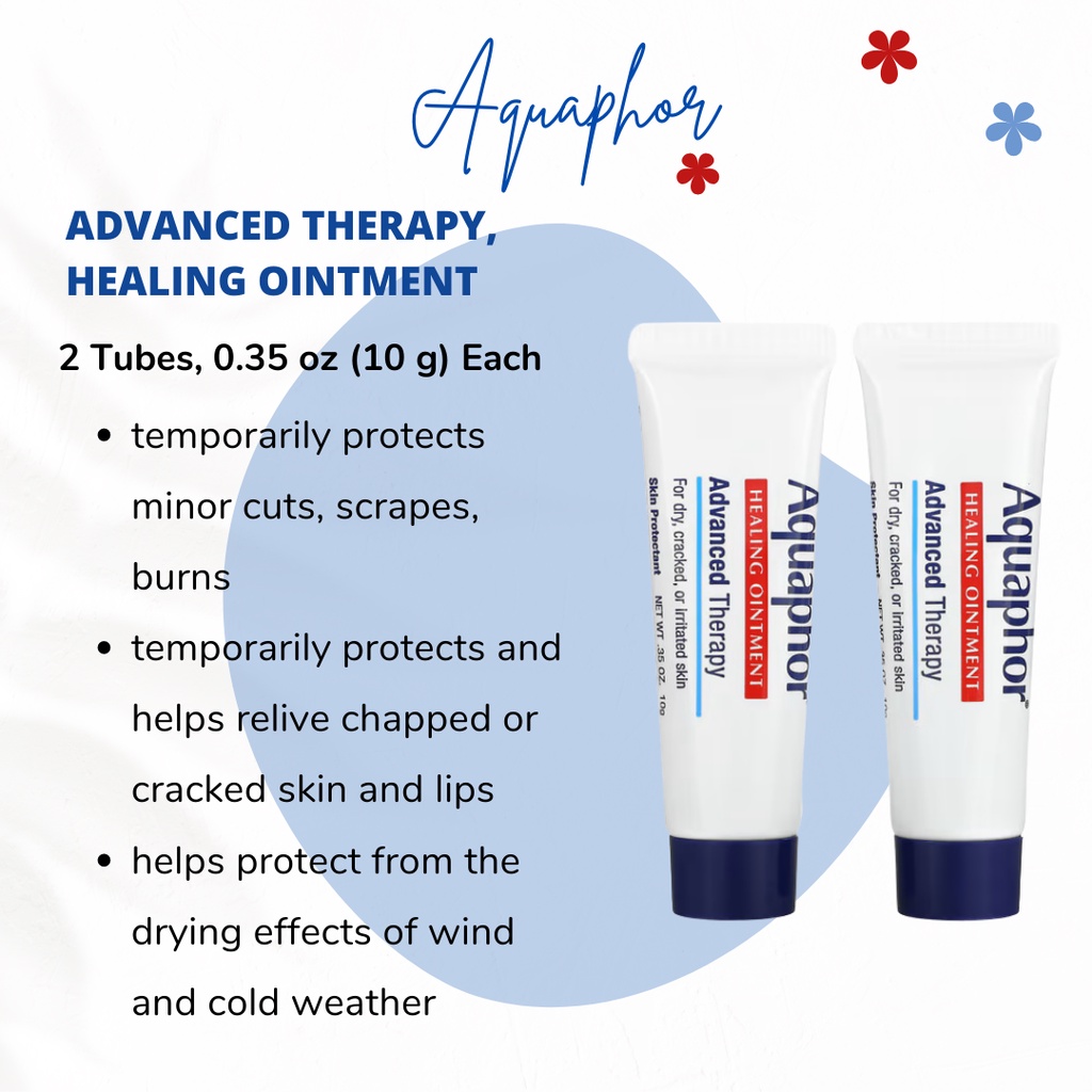Aquaphor, Advanced Therapy, Healing Ointment, 2 Tubes, 0.35 oz (10 g ...