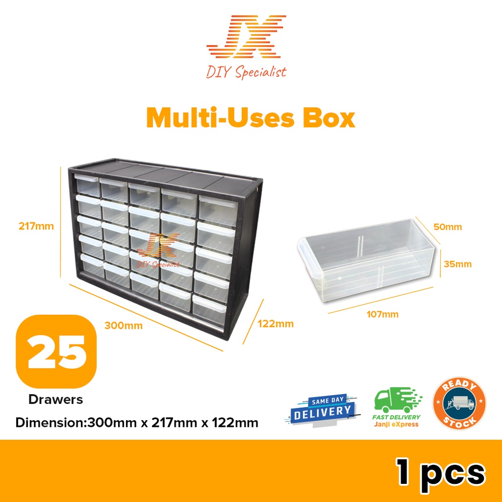 25 Multipurpose Small Item Accessories Storage Plastic Drawer Stackable ...
