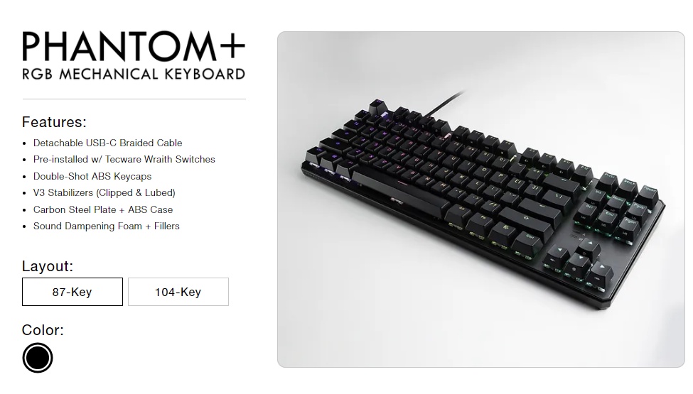 Tecware Phantom + 87/104 Wired/+ Elite 87 Key Wireless, RGB Mechanical ...
