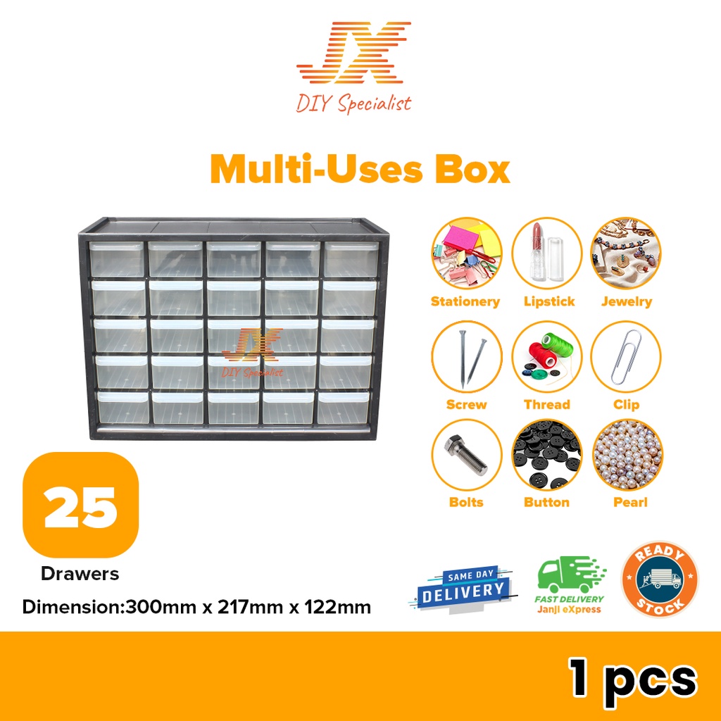 25 Multipurpose Small Item Accessories Storage Plastic Drawer Stackable ...