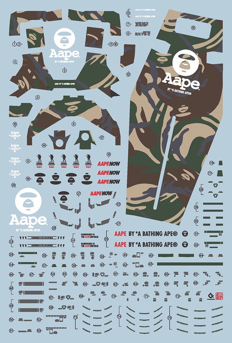 [Evo] Waterslide Decal - MG 1/100 AAPE RX-78-2 (Fluo) RX78-2 GRN-CAMO ...
