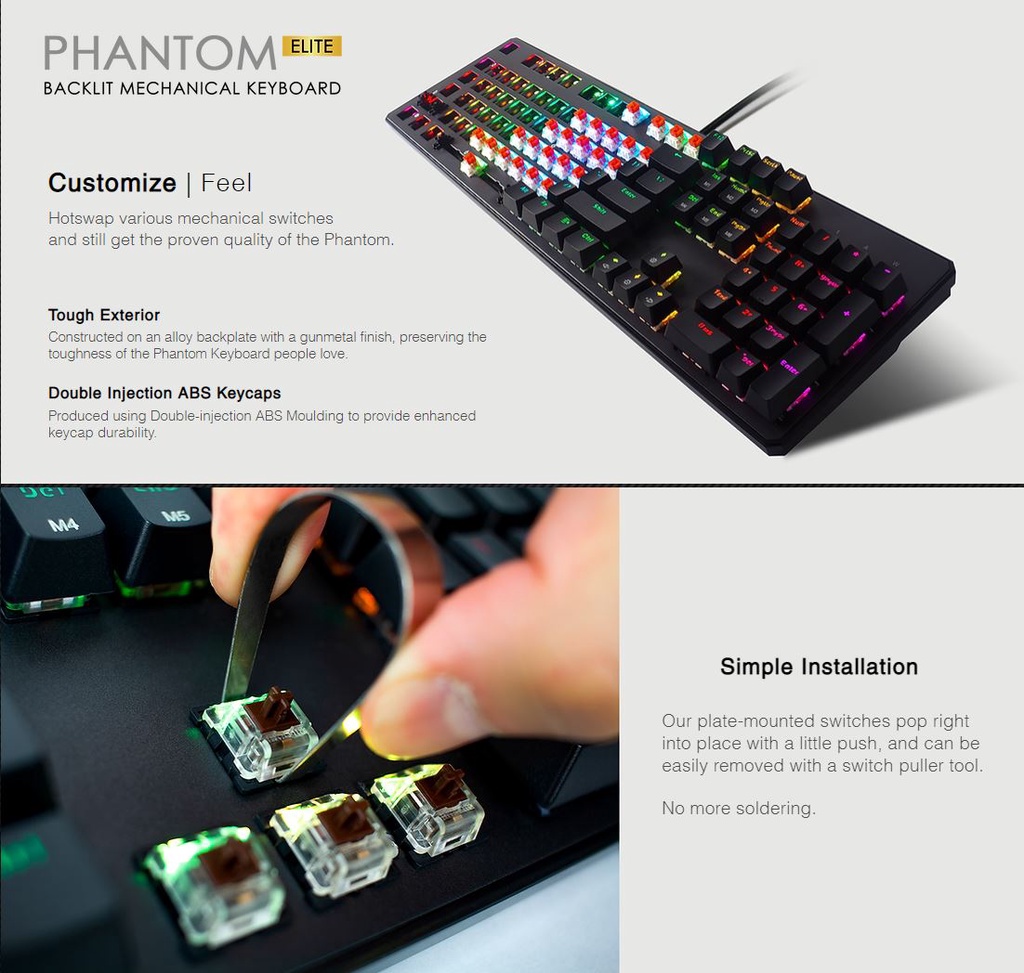 Tecware Phantom+ 87/104 Wired (Black) Brown/Pink/Red/Orange Switch ...