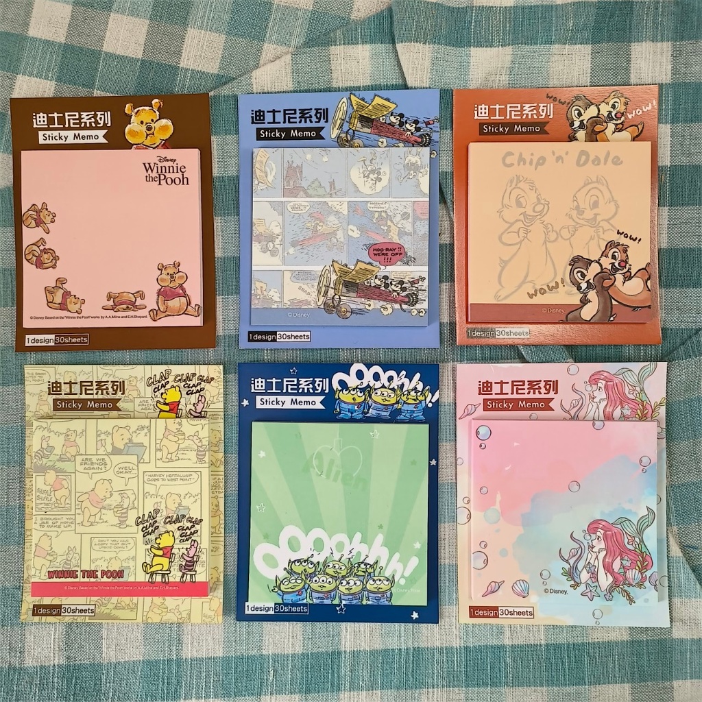 Disney Sticky Notes Label Stickers Instruction Note Mickey Pooh Chip 'N ...