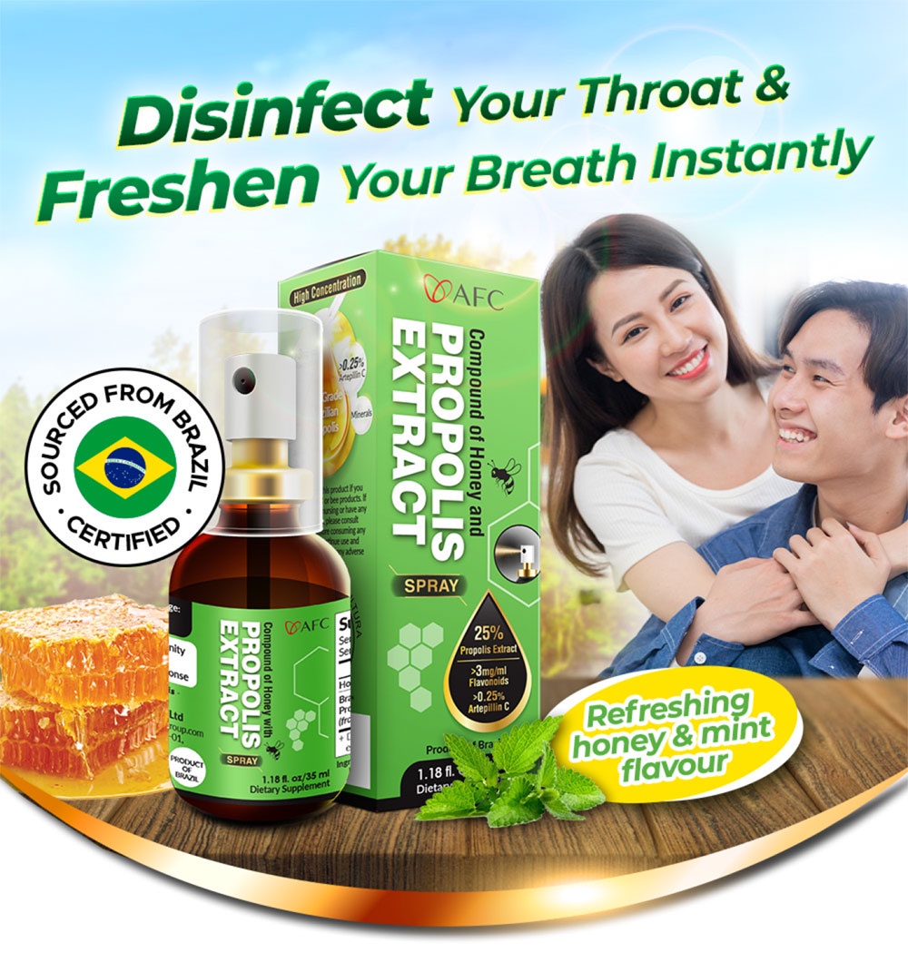 AFC Brazilian Green Propolis Spray 35ml for Cough Sore Throat Bad ...