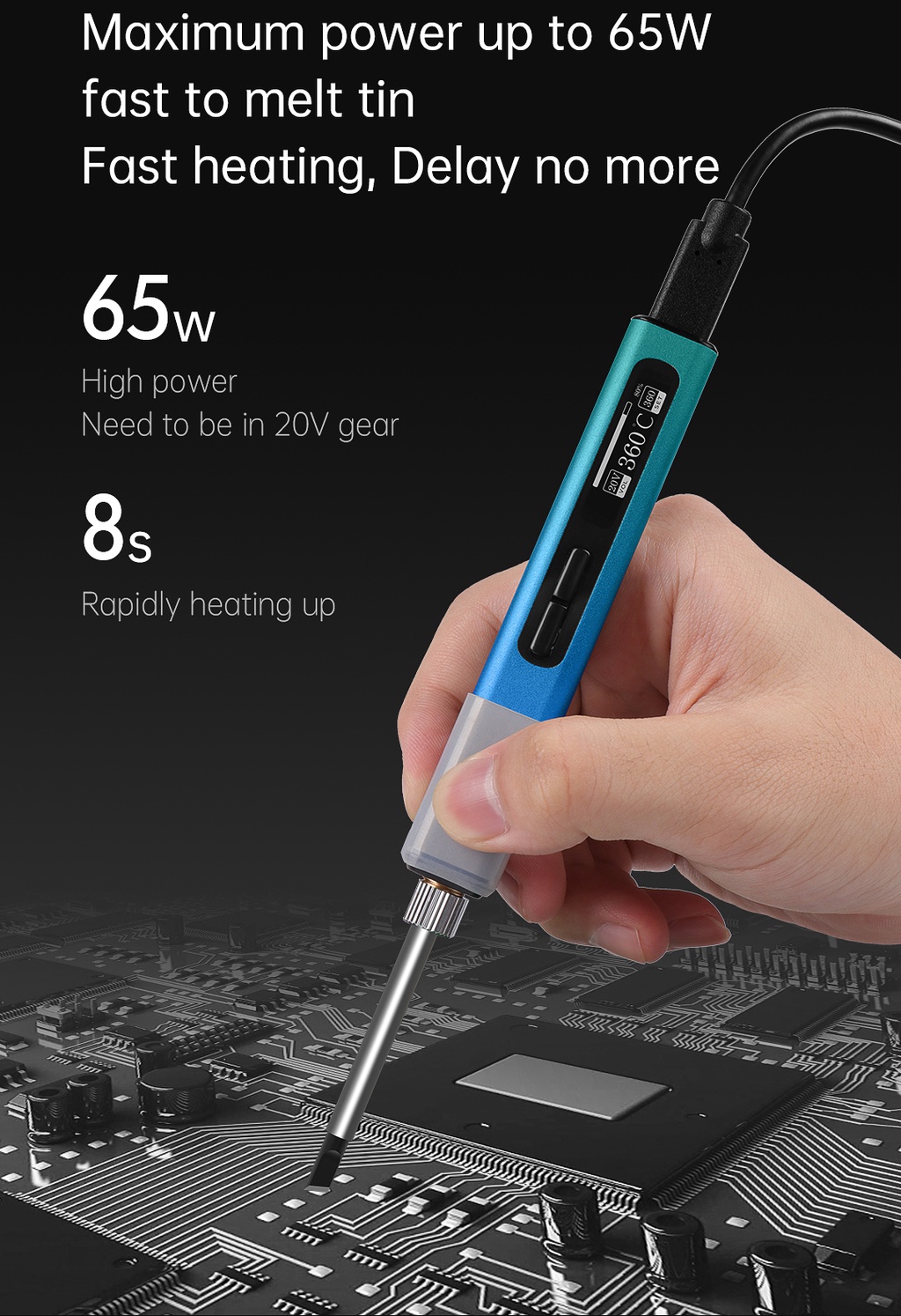 Xiaomiyoupin RGS65 Smart Electric Soldering Iron 65W 80-420℃ PID High ...