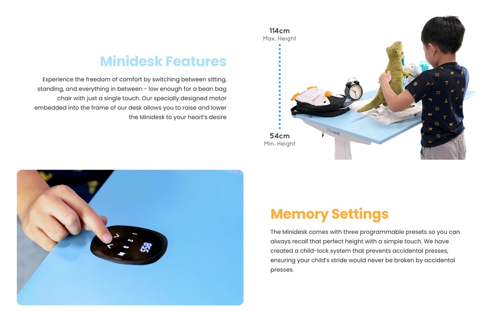 Minidesk - Premium Height Adjustable Desk for kids | Shopee Singapore