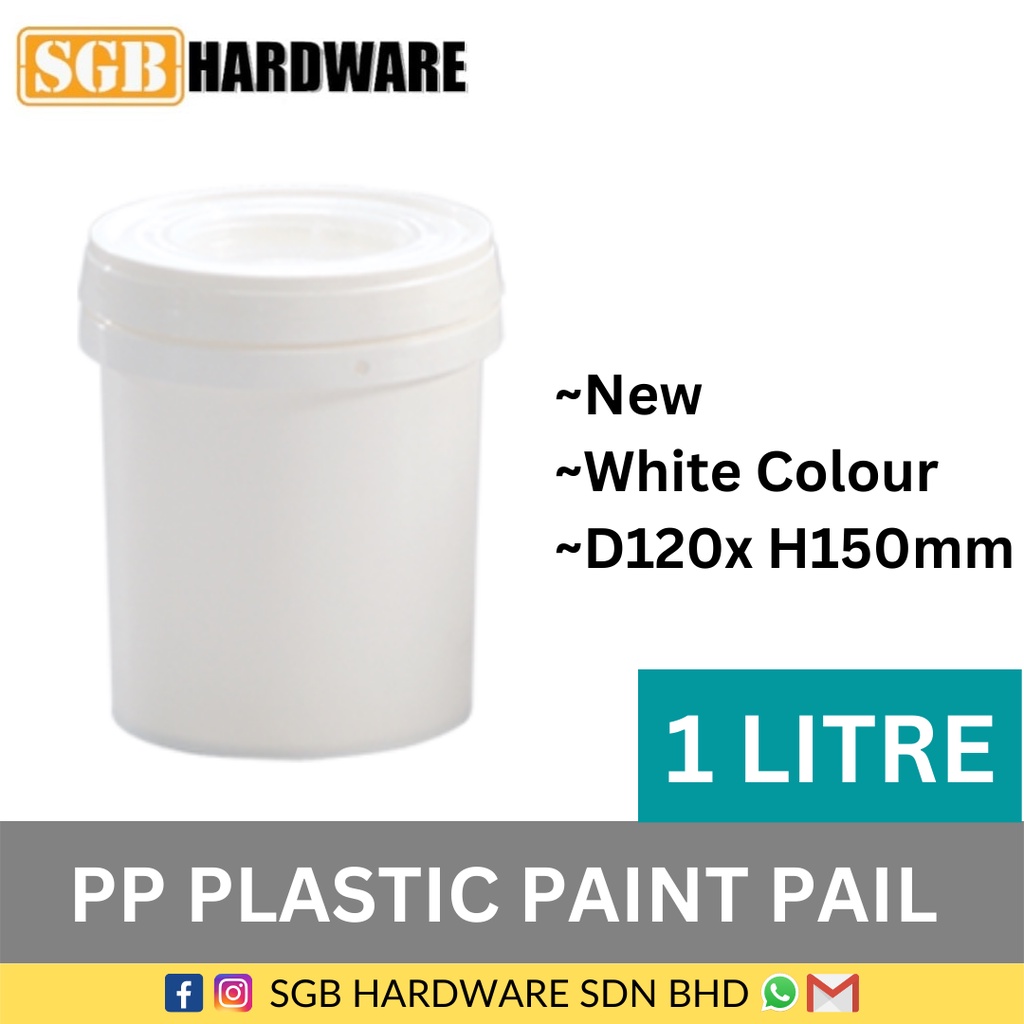 PP Plastic Paint Pail 1L with Lid / Durable Round Bucket 1L with Lid ...