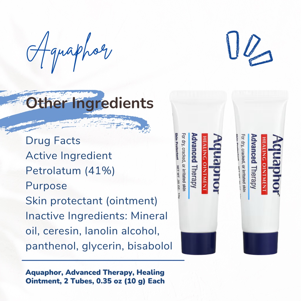 Aquaphor, Advanced Therapy, Healing Ointment, 2 Tubes, 0.35 oz (10 g ...