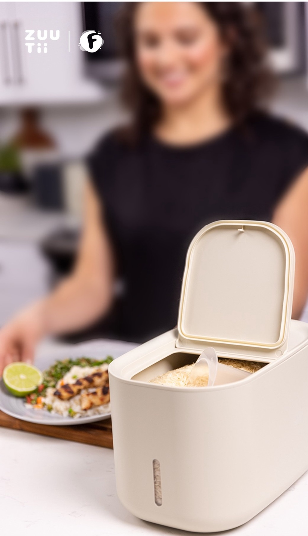 Zuutii 5KG Rice Storage Box Grains Bucket Food Container Rice Dispenser Moisture-proof Sealed ...
