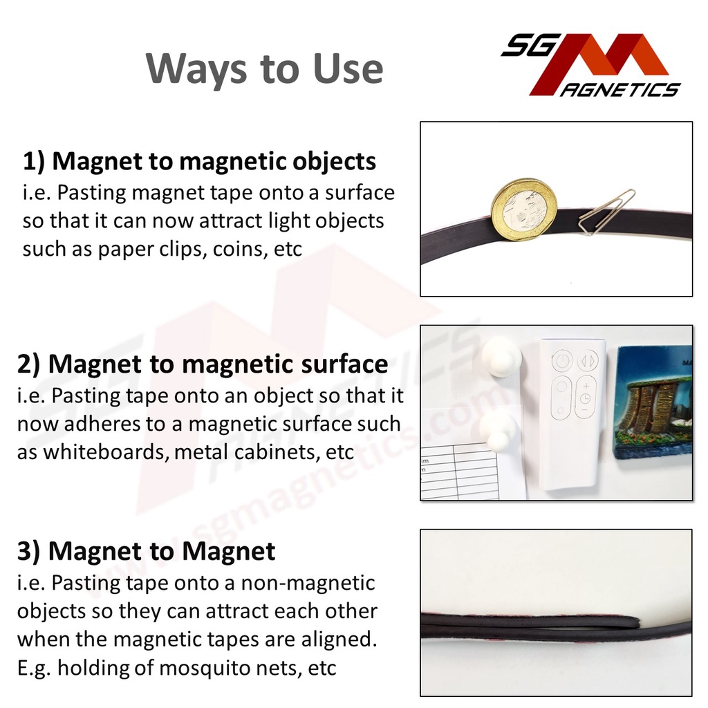 Magnetic Tape Flexible Rubber with 3M Adhesive Tapes Weak Magnets ...