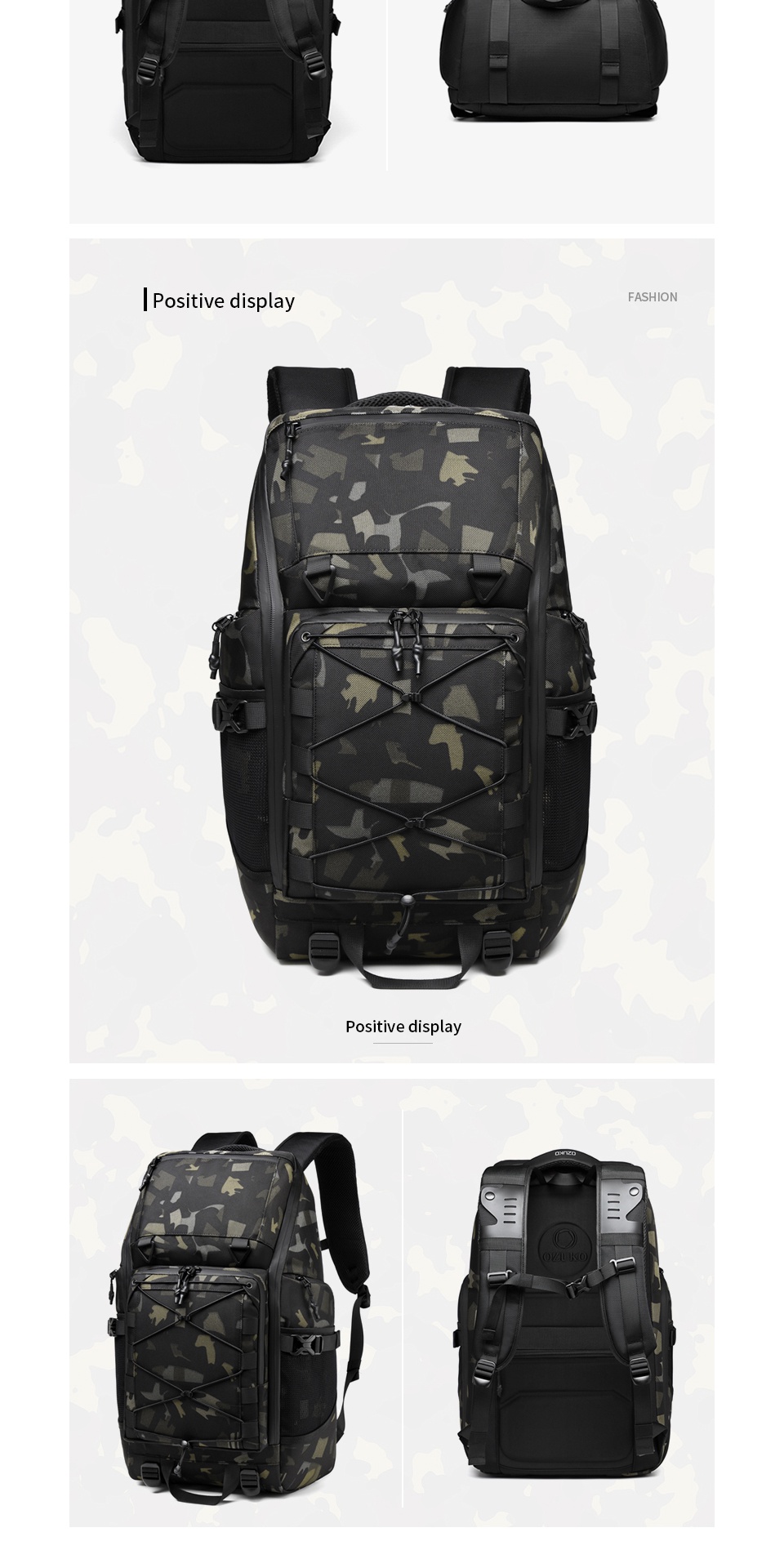 OZUKO Large Capacity Waterproof Ourdoor Travel Men Backpack Hiking ...
