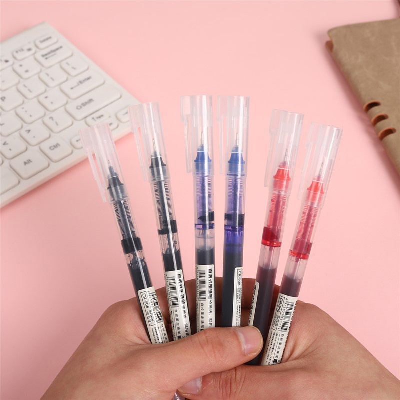 Straight Liquid Ball Pen Quick Drying 0.5mm Black Gel Pen Water Pen for ...