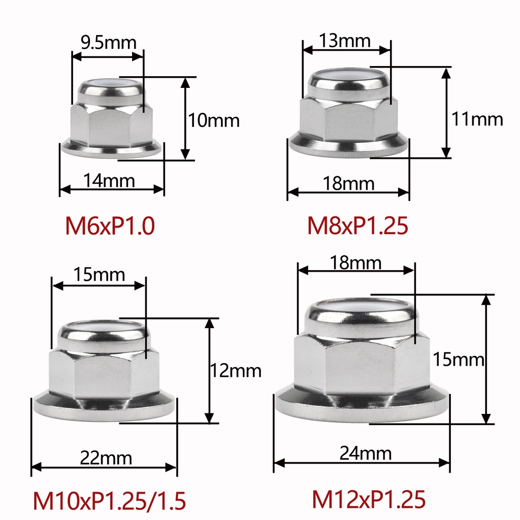 Wanyifa Titanium Nuts M6 M8 M10 M12 M14Flange Nylon Lock Nuts for ...