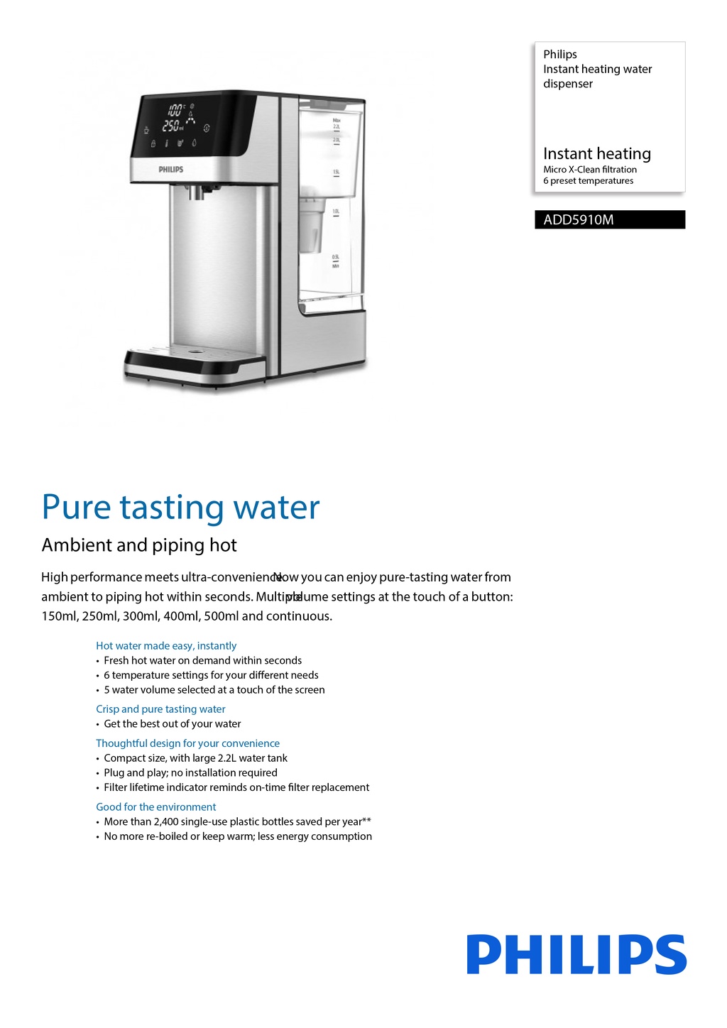 Philips ADD5910M/90 Instant Heating Water Dispenser | Shopee Singapore