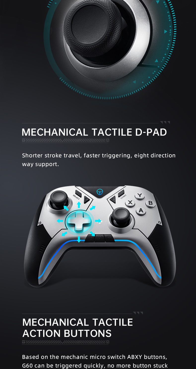 Thunderobot G60 Gamepad Controller Wired Bluetooth Wireless 3 Modes Controller Supports Multi