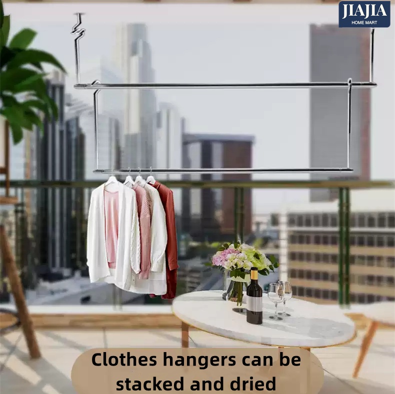 SG Multifunction No need Install Telescopic Clothes Laundry Rail Rod ...