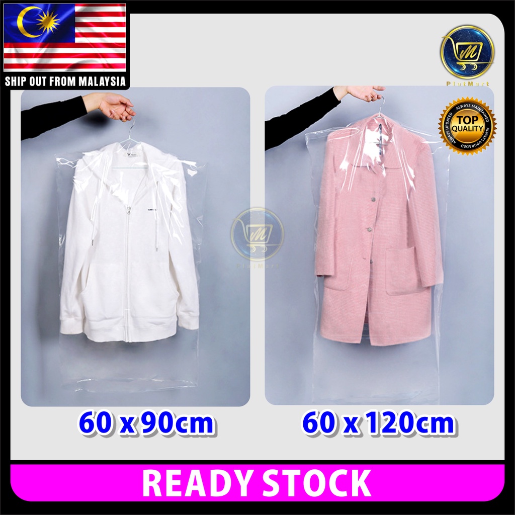 PlatMart - 50/100pcs Laundry Clear Plastic Polythene Garment Cover, Dry ...