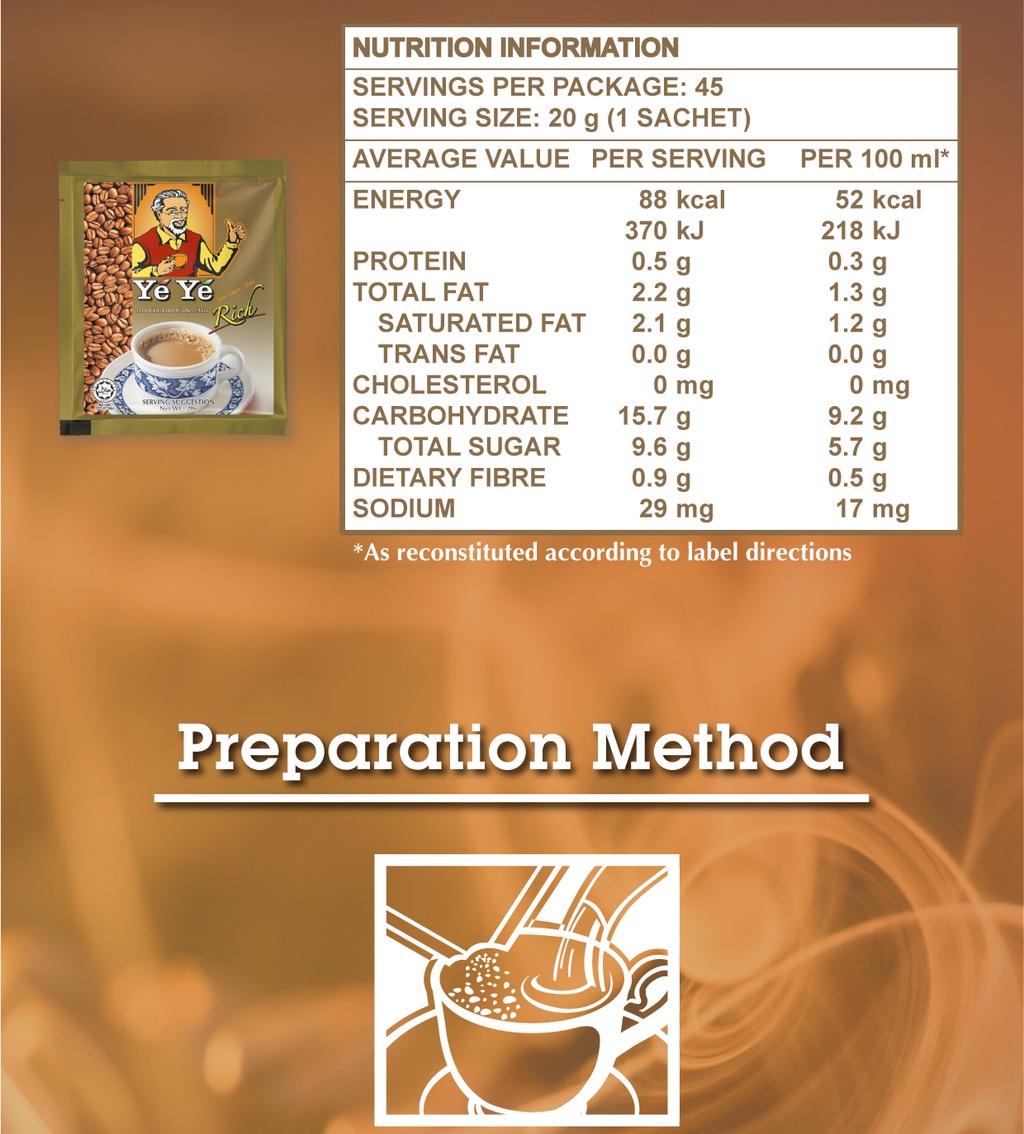 YEYE Rich Instant 3in1 Coffee, 45 sachets (Expiry: March 2027) | Shopee ...