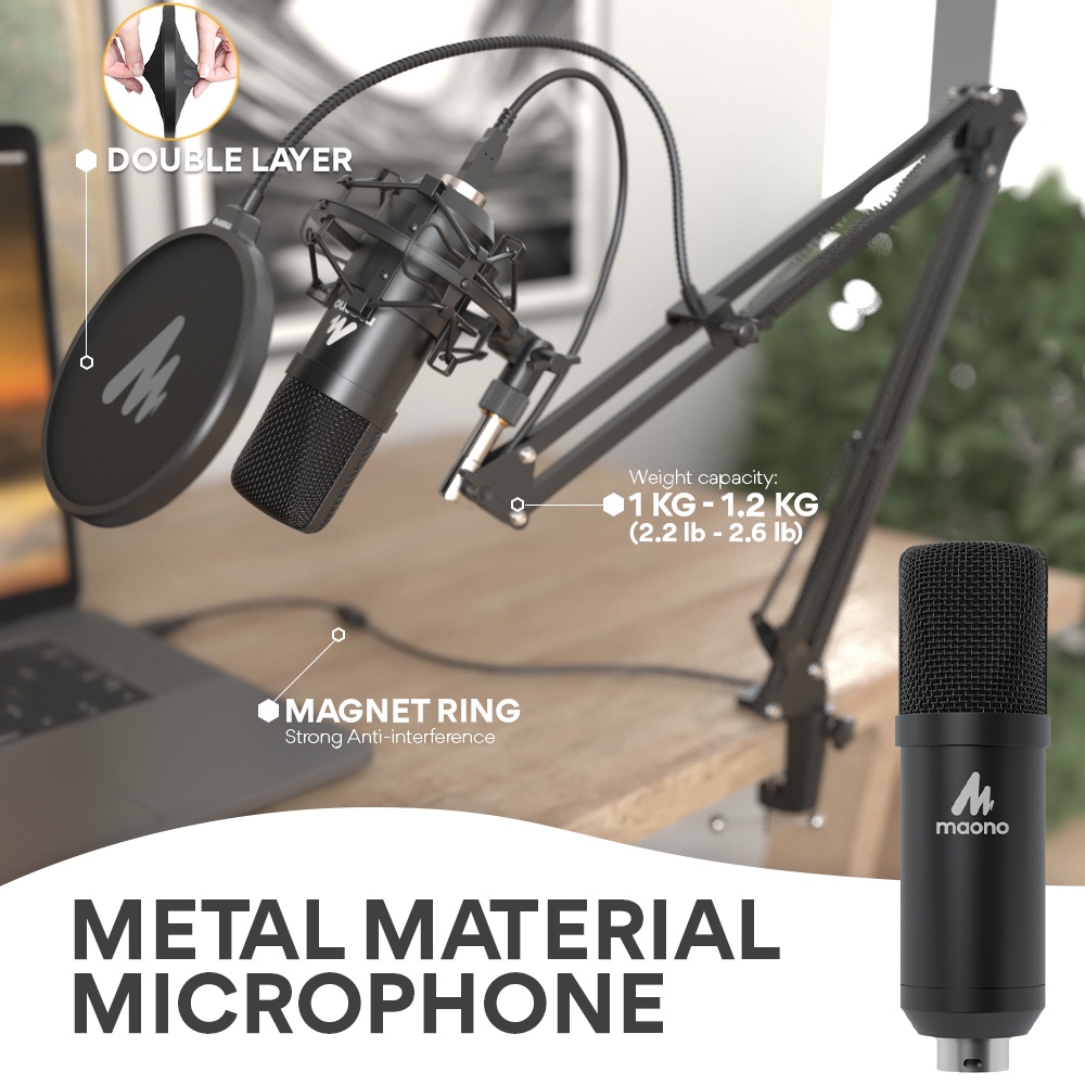 MAONO AU-A04 USB Recording Microphone 192KHZ/24BIT Professional Podcast ...