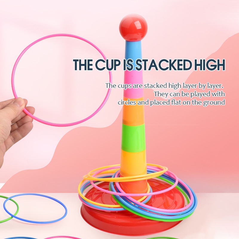 1 Tower 12 Circles Throw Circle Toy Throwing Ring Game Children ...