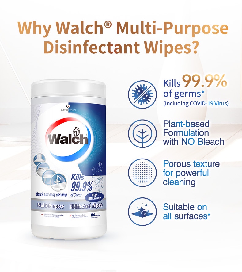 Walch® Multi-Purpose Disinfectant Wet Wipes 84pcs x 3 Rolls | Shopee ...