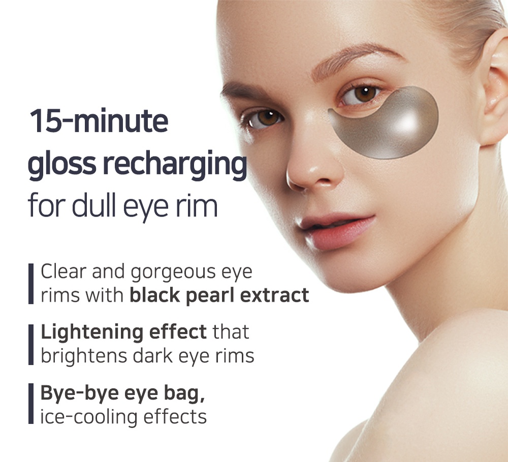 60pcs [Petitfee Offical] Black Pearl & Gold Eye Patch 60ea (30days ...