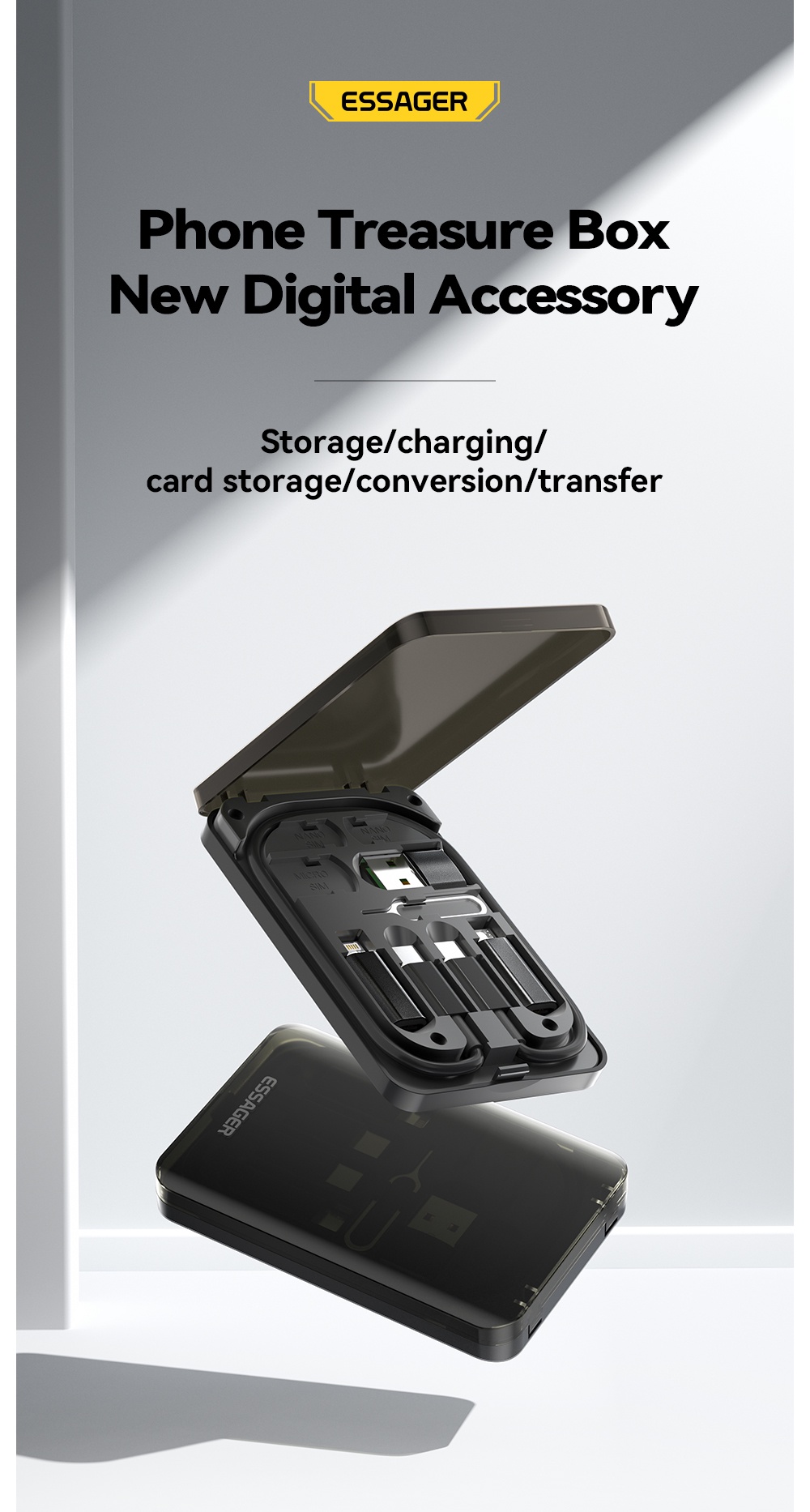 Essager 60w 6 in 1 multifunctional mobile phone accessories storage box ...