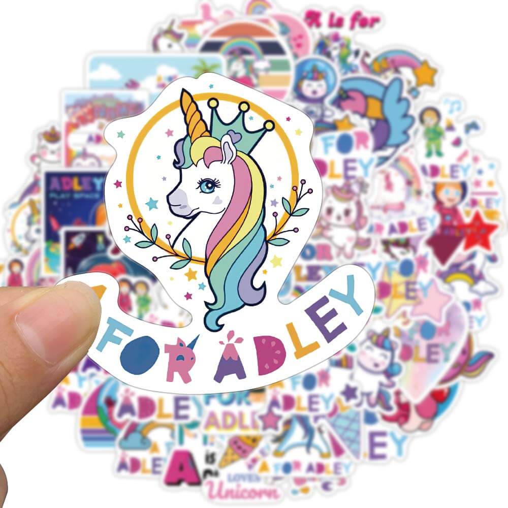 [Large sticker]50pcs A for Adley Stickers Cute Cartoon Unicorn Stickers ...