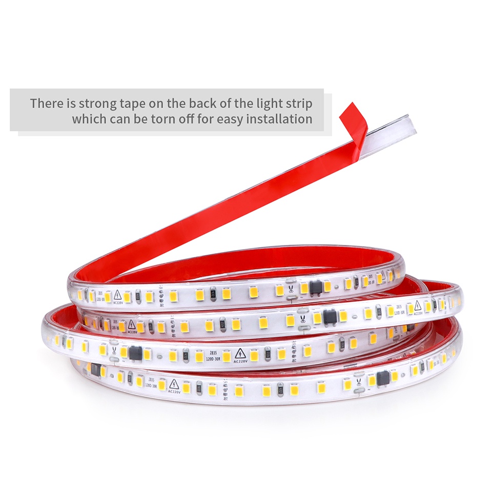 Adhesive Tape LED Strip Light 220V EU 2835 120leds/m LED Strips 220 V ...