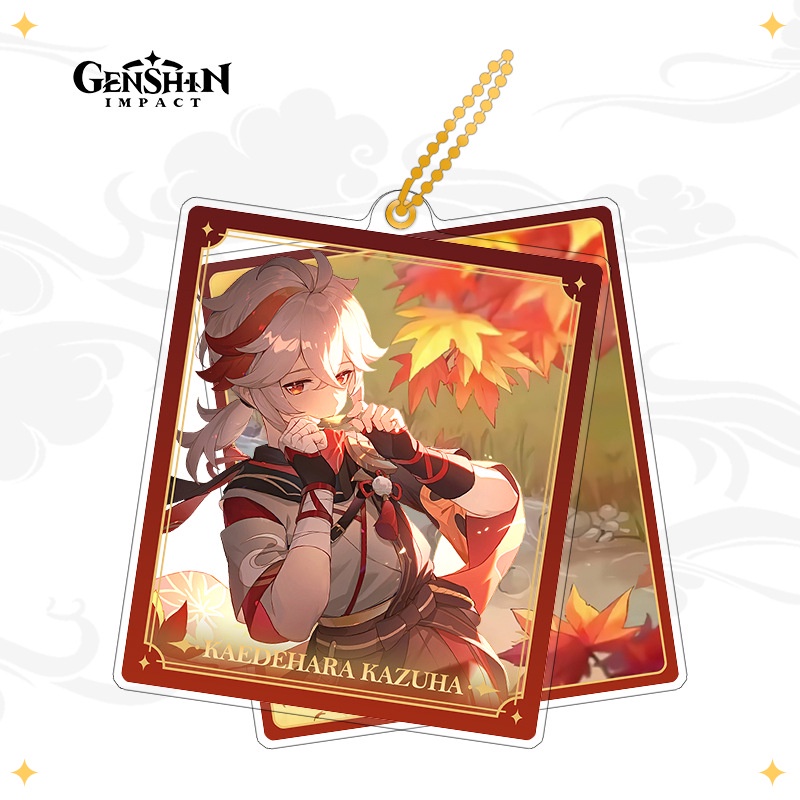 Genshin impact double card acrylic keychain pendant Zhongli Hutao Klee ...
