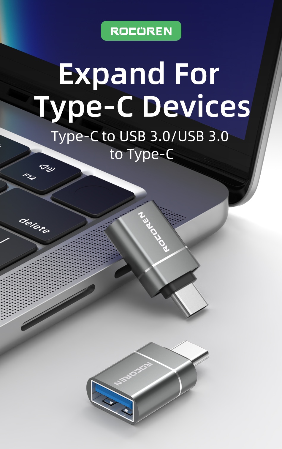 Rocoren OTG Adapter USB Type C Male To USB A 3.0 Female Converter For MacBook Samsung S22 S20 ...