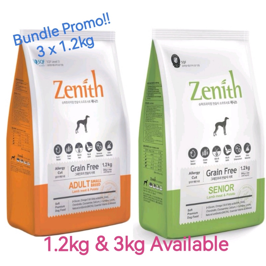 [Bundle 1/3] ZENITH Adult/Senior Dog Food 40g/1.2kg/3kg | Shopee Singapore