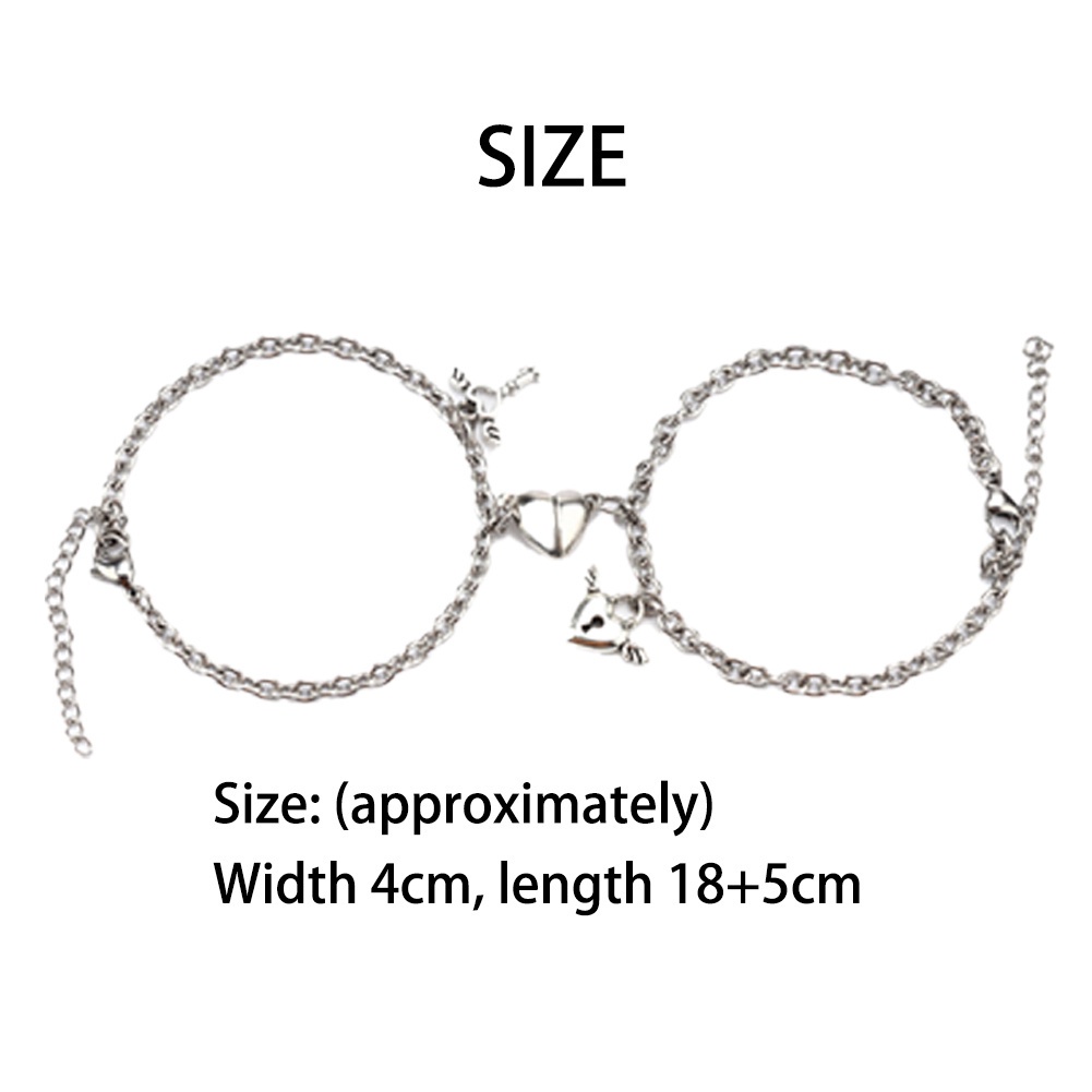 2Pcs/Set Magnet Couple Bracelets Heart Attraction Bracelet Stainless ...