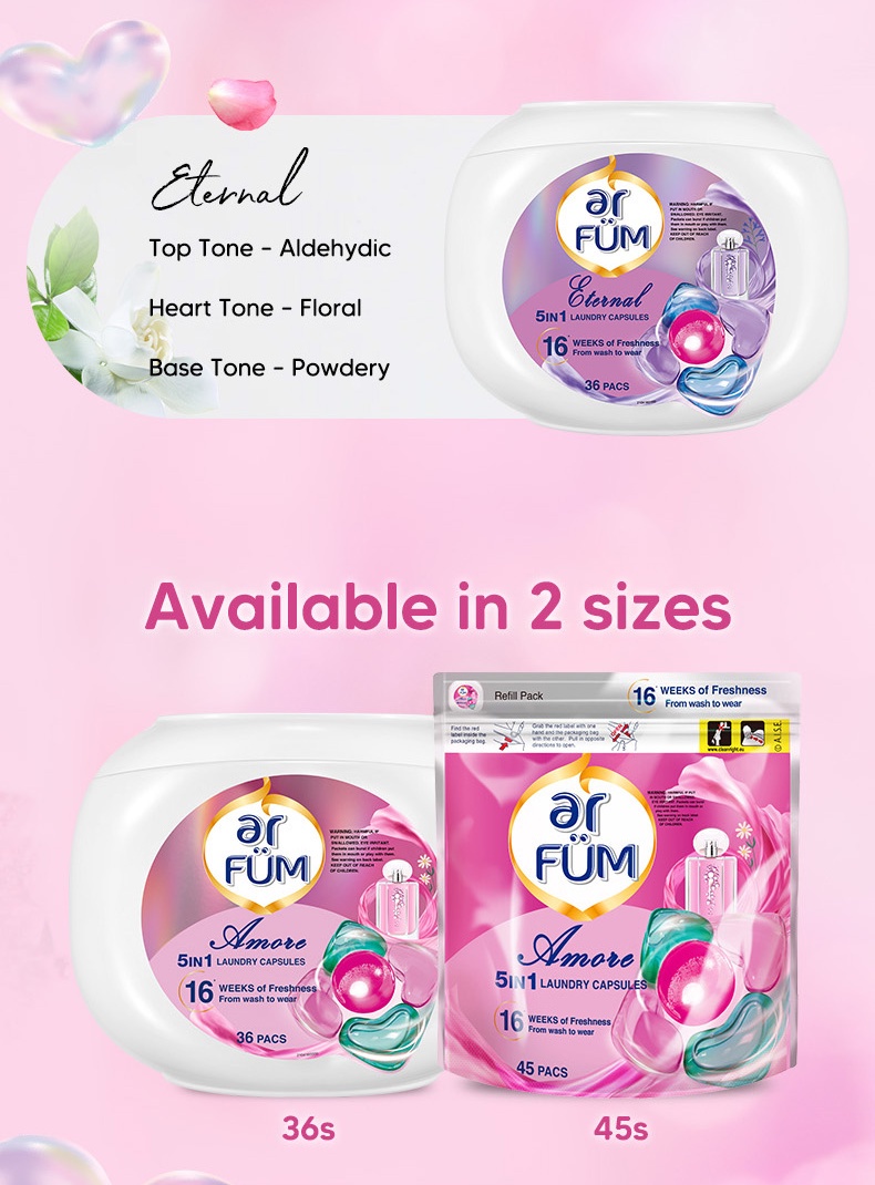 ar FÜM 5in1 Laundry Capsules 36 Pods + Refill Pack 45 Pods | Shopee ...