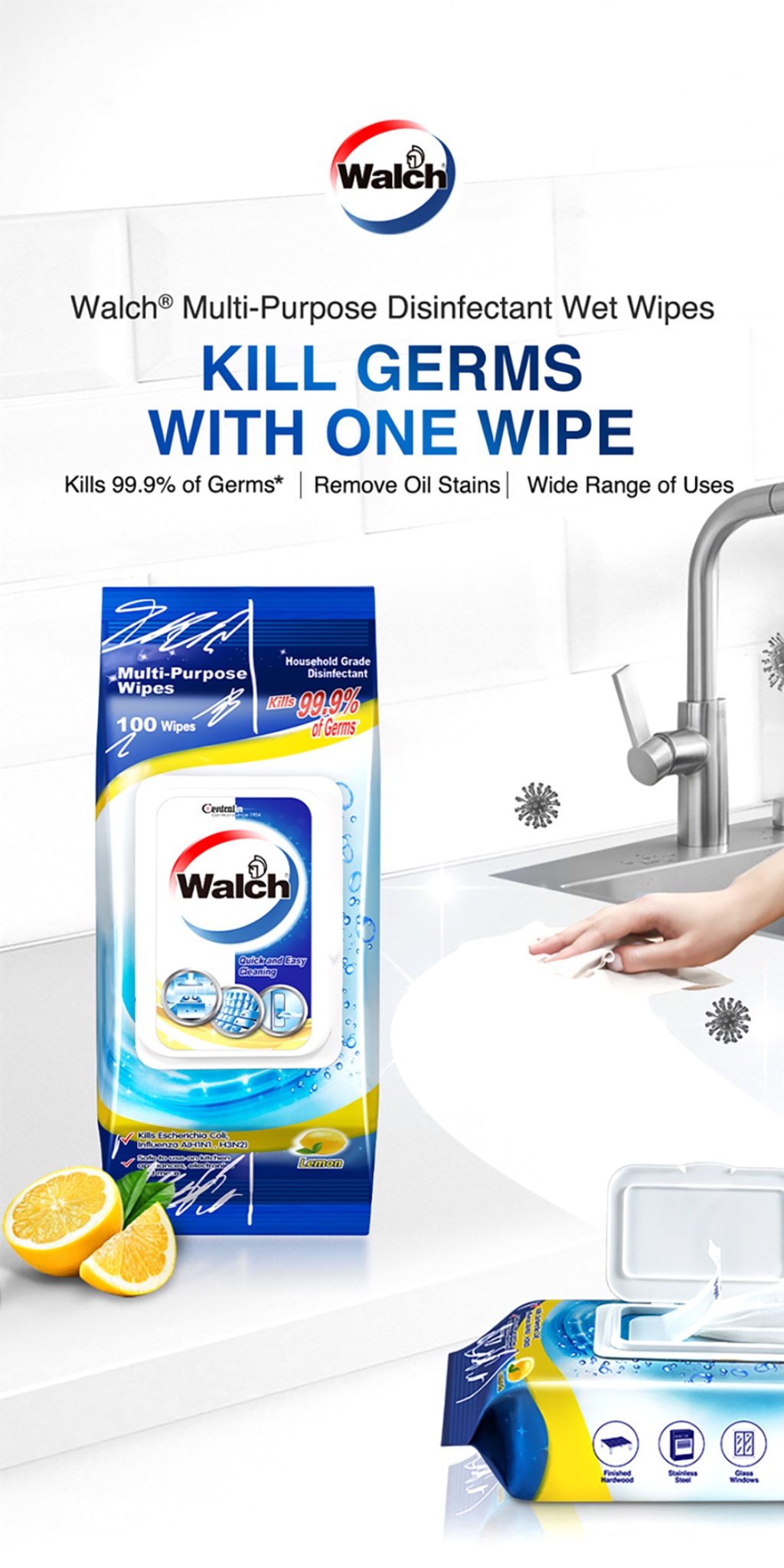Walch® Multi-Purpose Wet Wipes 100pcs x 6 Packs | Shopee Singapore