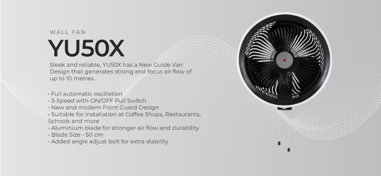 KDK YU50X 20" INDUSTRIAL WALL FAN - 1 YEAR MANUFACTURER WARRANTY ...