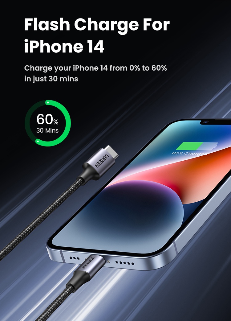 Ugreen MFi USB C Cable PD 20W Fast Charging Cable for iPhone 12/13/14 ...